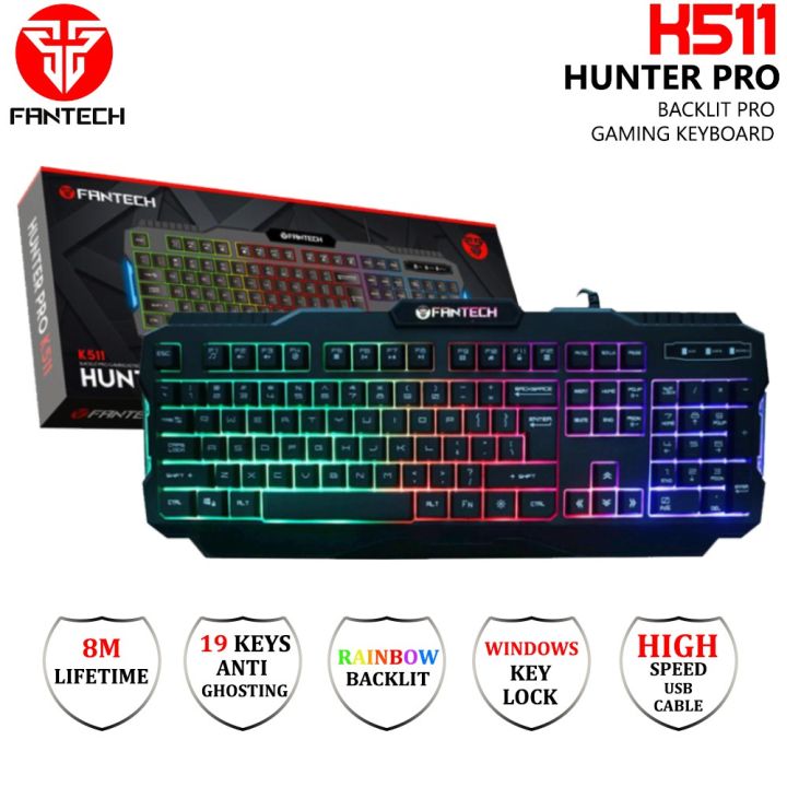 Fantech K511 Hunter Pro Gaming keyboard with LED Backlit USB Waterproof ...