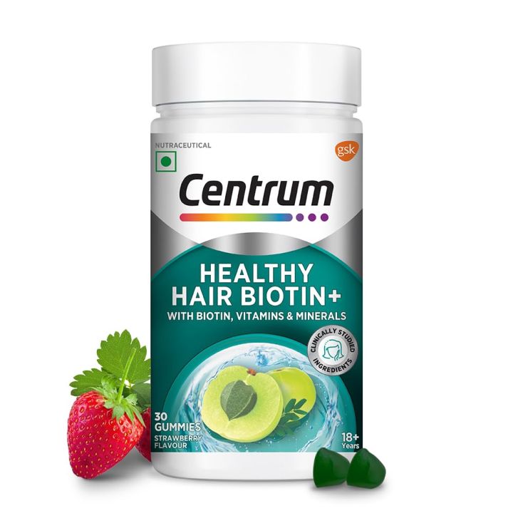 Centrum Healthy Hair Biotin+ | 30 Gummies for Men & Women | 100% RDA of ...