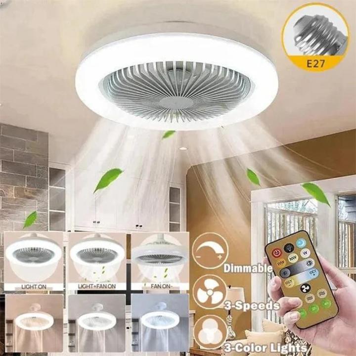 3In1 Ceiling Fan With Lighting Lamp E27 Converter Base With Remote ...