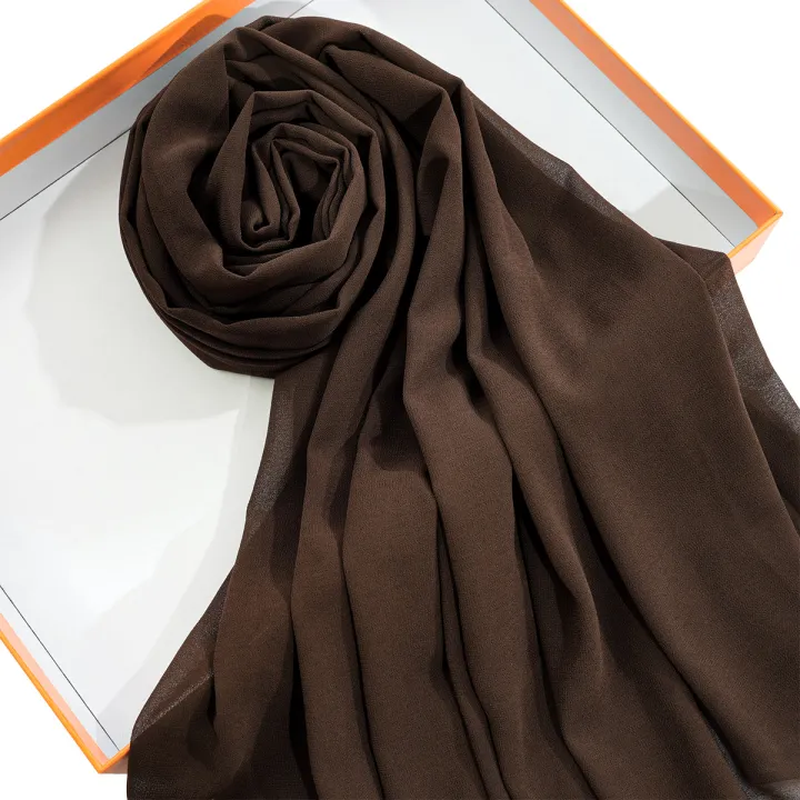 Solid color chiffon scarf breathable simple casual shawl hijab ...