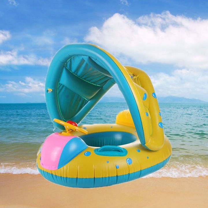 Baby Buoy With Parasol Beach Pool Float Ring Inflatable Toys Kids ...
