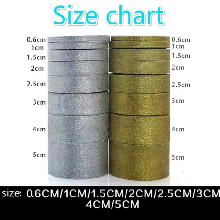 22metersRoll Gold Silver Glitter Satin Ribbon Crafts Wedding Decorative ...