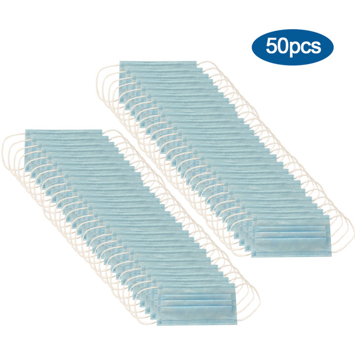 [50PCS]Safety Mask 3 layer Non-woven Anti Droplet Particle Pollen Dust ...