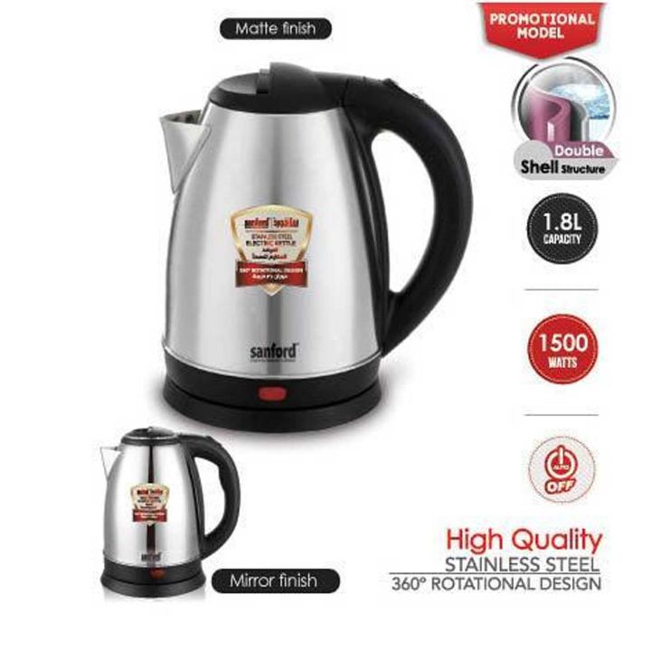 Original Sanford 1.8L Electric Kettle 1500W Black/Silver | Daraz.lk