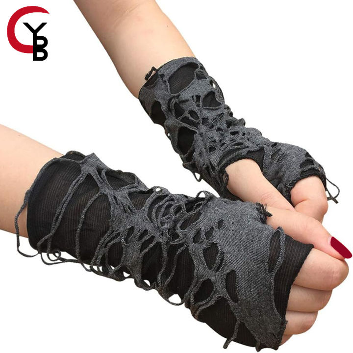 Ineverlefte Women's Punk Fingerless Glove Cosplay Ripp2025 New ed ...