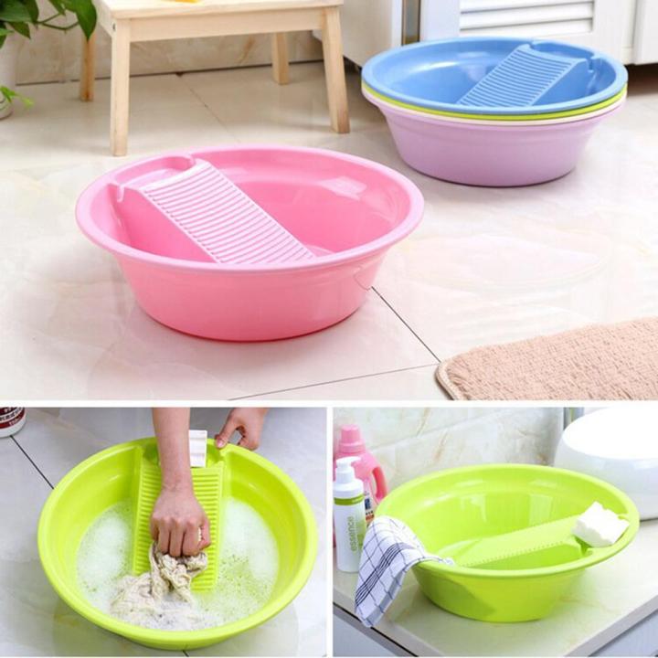 Wash Basin Plastic Round Basin Laundry Basin With Washboard | Daraz.lk