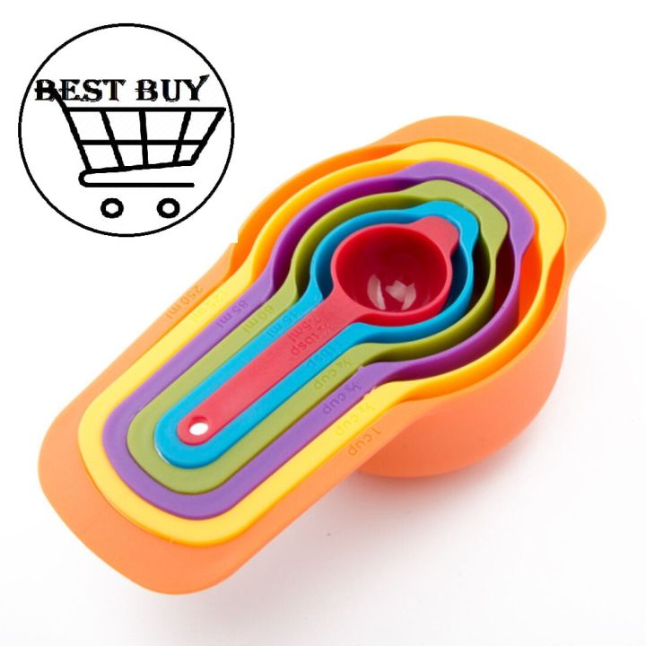 6 Piece Multi-Coloured Measuring Cup And Spoon Set | Daraz.lk