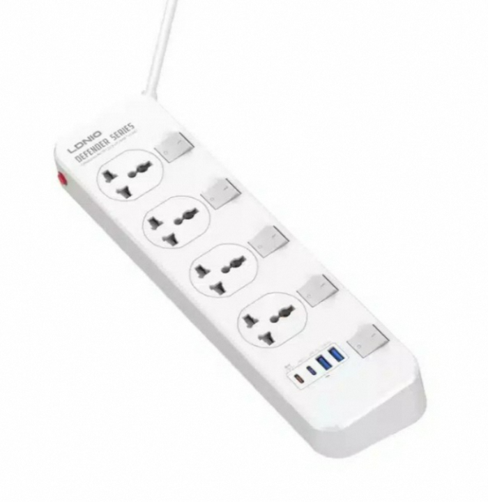 LDNIO SC4408C 4 Power Socket 2500W 2 USB + 2 PD Extension Power Cord ...