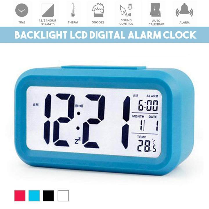 LCD Digital Alarm Clock w/Thermometer Backlight Calendar IBQ And Time | Daraz.lk