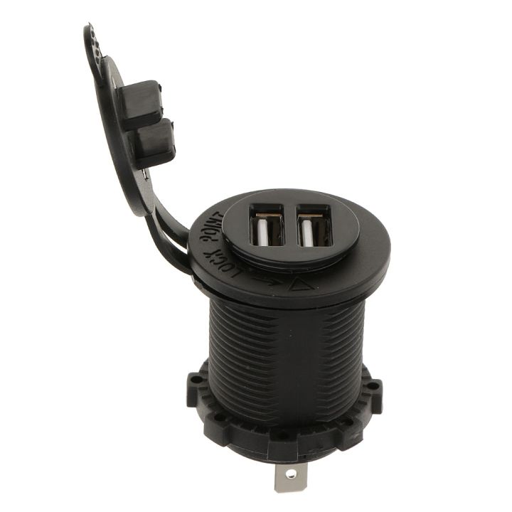 Boat Car Waterproof 12V Dual USB Power Charger Two Port Adapter Switch ...