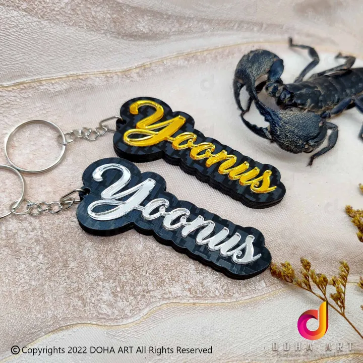 Customize Key Chain Acrylic Gold Key Chain for lovers girls friends ...