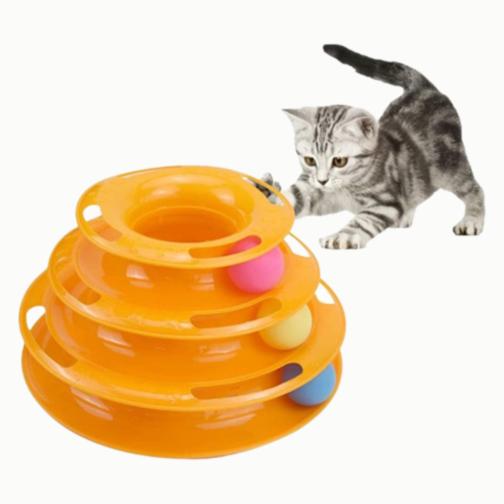 Triple Tower Track Ball Tower Tree Cat Kitten Play Toy | Daraz.lk