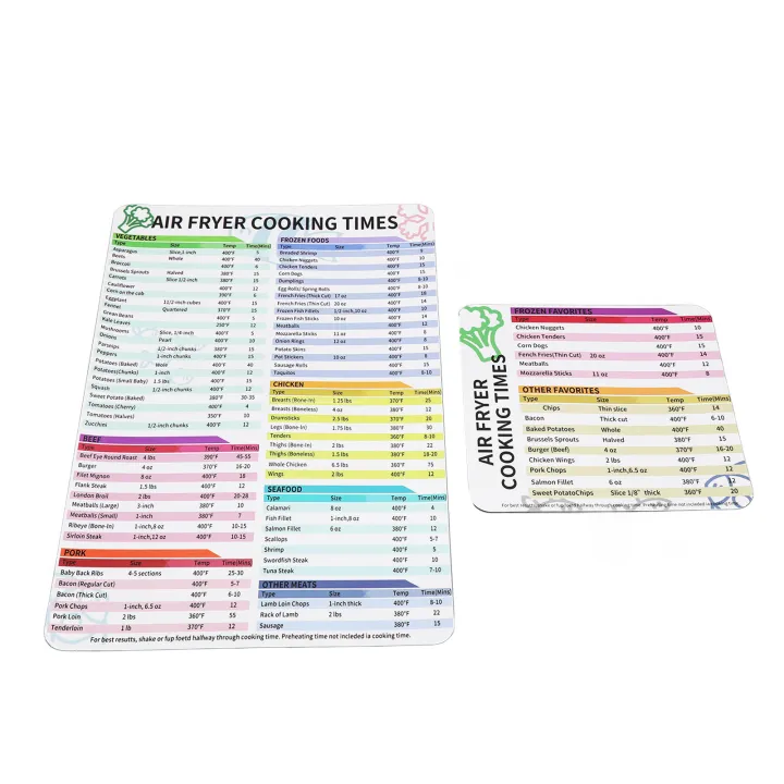 Fryer Cooking Times Magnet Cookbook Lid Accessories Cheat Sheet Chart ...