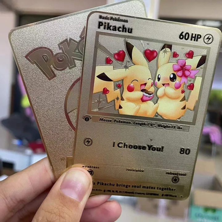 【Serendipity party】Pokemon Gold Metal Card Pikachu Eevee I Choose You ...