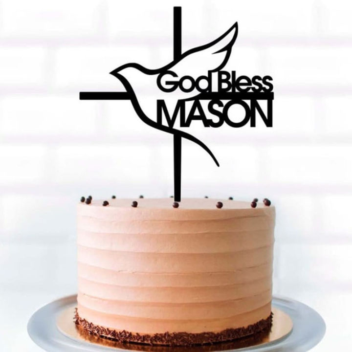 Personalized Cake Per First Communion Bless Cake Pers Cross With A Dove ...