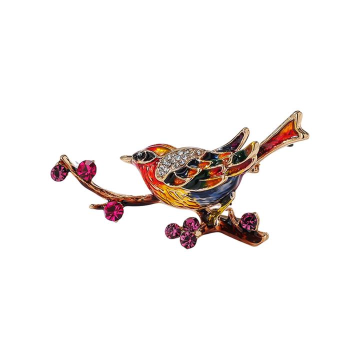 DESCENTE Lady Brooch Chinese Style Bird Enamel Rhinestone Brooch Pin ...