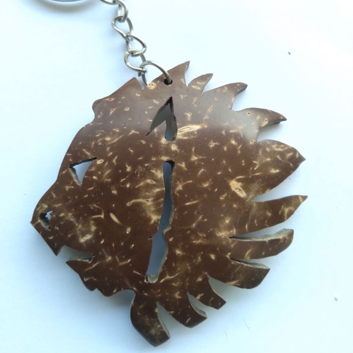Coconut shell key tag Lion face | Daraz.lk
