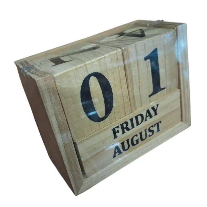 Wooden Perpetual Desk Calendar – Vintage Style Reusable Designed with ...