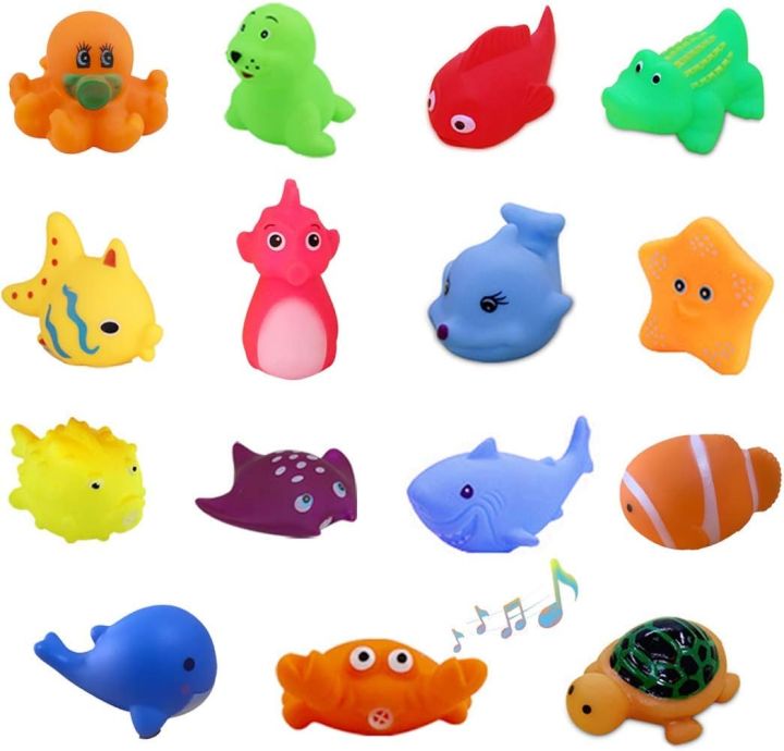 10pcs Baby Bath Toys Floating Animal Bath Toy Rubber Animal Toy Squeak ...