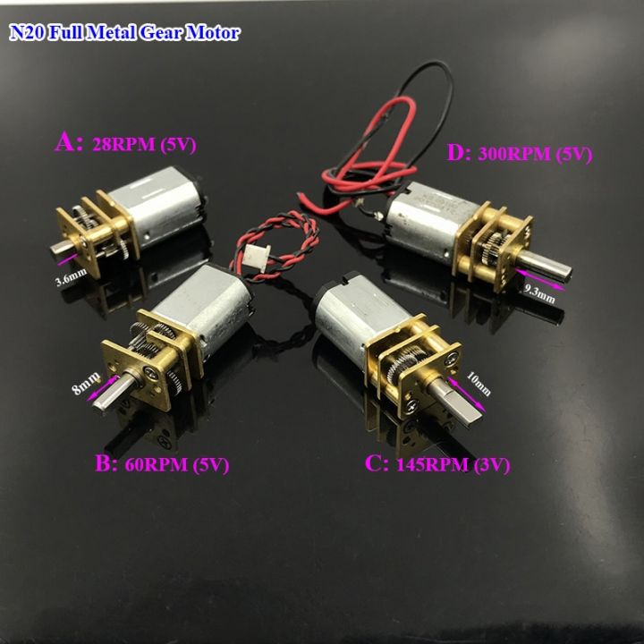 N20 Gear Motor 3V 5V 28RPM 110RPM 300RPM Slow Speed Full Metal Gearbox ...