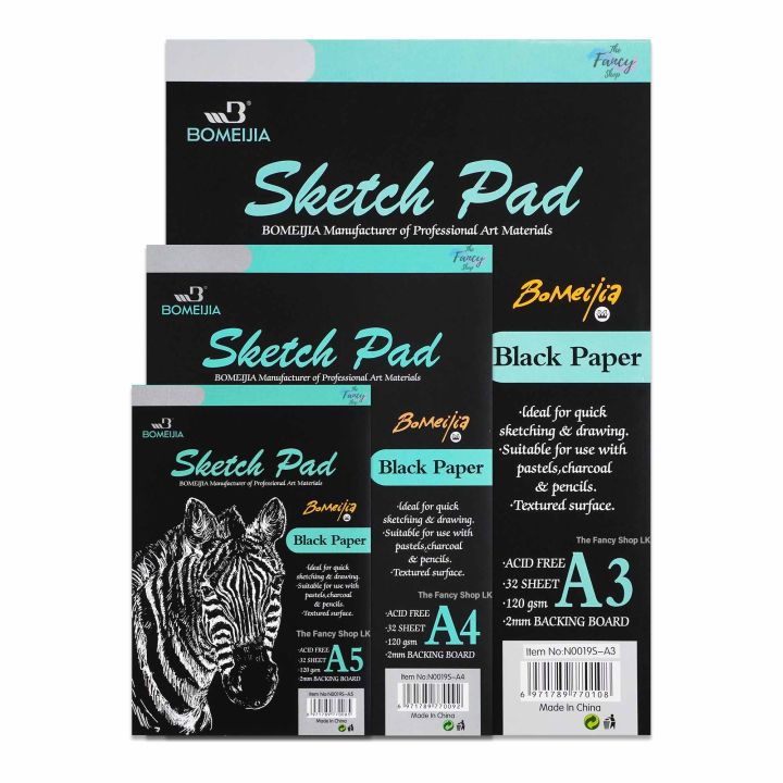 Bomeijia Black Paper Sketch Pad For Artists 120GSM 32 Sheets A3 A4 A5 ...