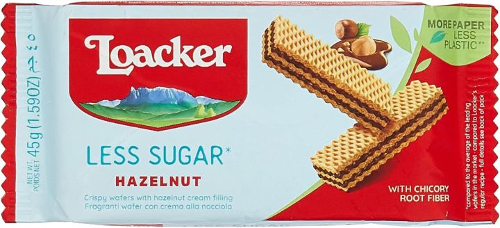 Loacker Crispy Less Sugar Wafers With Hazelnut Cream Filling 45g, RED ...