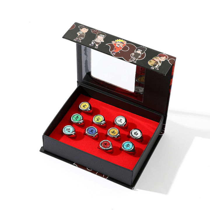 Anime Naruto rings Akatsuki Sharingan ninja with box unisex Halloween ...