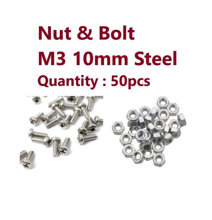 50 pcs of Steel M3 Nuts and 10mm Bolts | Daraz.lk
