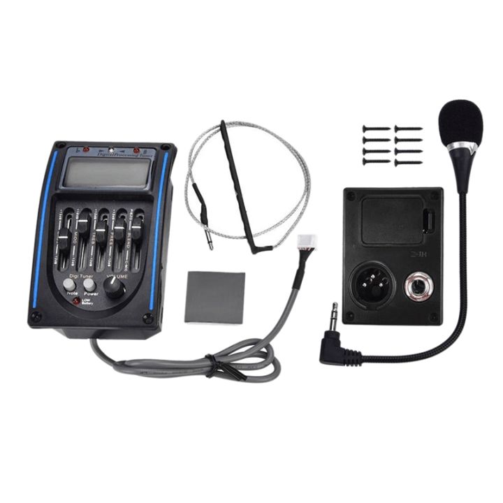 5 Bands Acoustic Guitar Pickup EQ Preamp LCD Tuner Equalizer with Mic ...