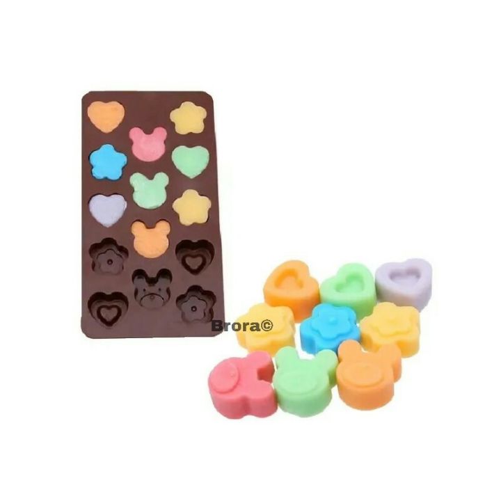 Dimple 3D Heart ,Flower, Bear Shaped Silicone Chocolate Mold Candy Jelly Pudding Ice Silicone ...