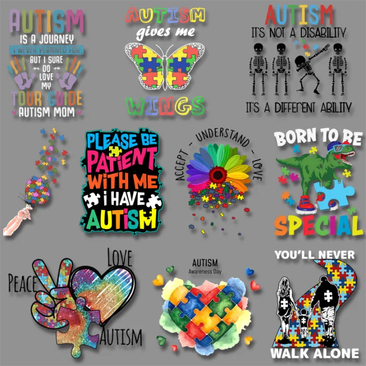 Autism Born to be different Iron-on Transfers Heat transfer stickers ...