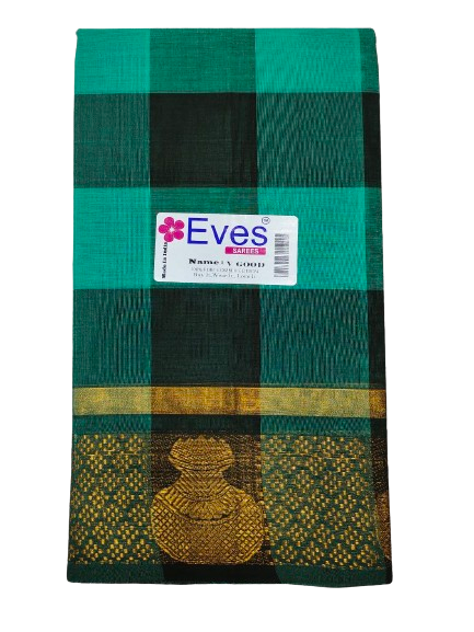100% pure cotton check saree | Daraz.lk