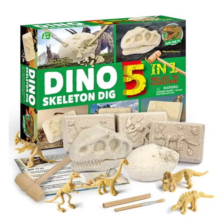 Dinosaur Toys Dino Toy 5 in 1 Dinosaurs Fossil Bones Excavation ...