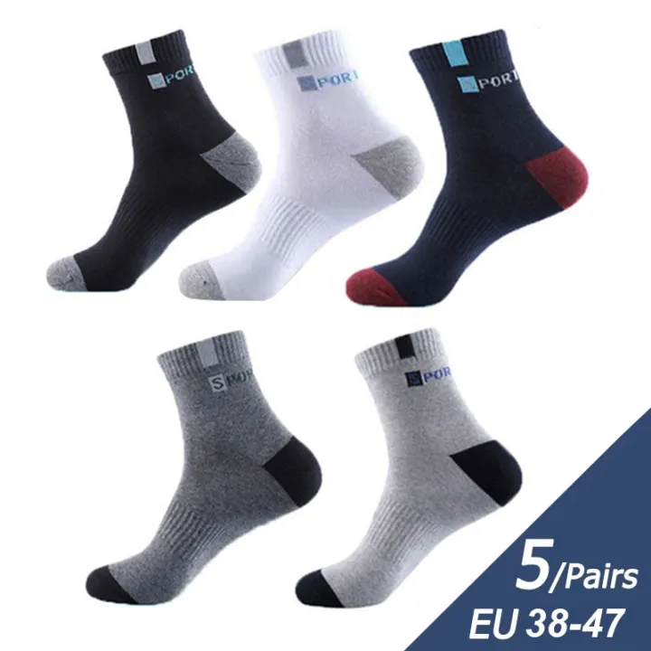 5 Pair Bamboo Fiber Autumn Winter Men Socks Breathable Cotton Sports ...