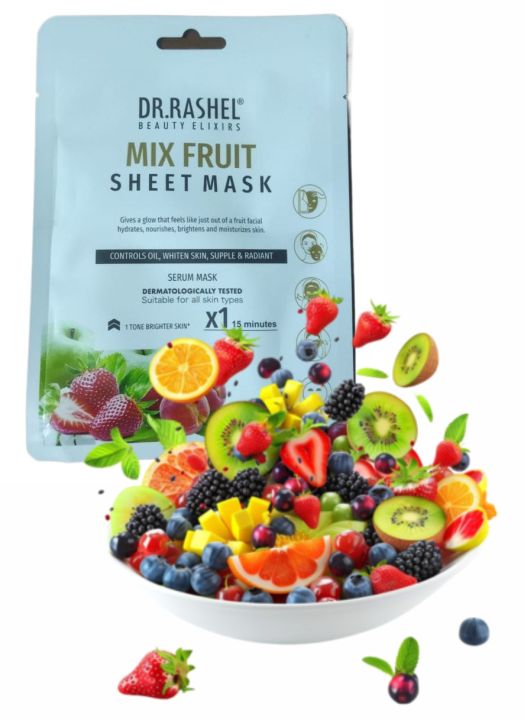 DR RASHEL Mix Fruit Sheet Mask with Serum WHITENING mfsm Mask for Women ...