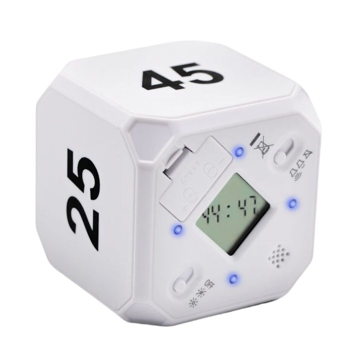 Cube-Timer Kitchen Timer for Time Management and Countdown (White ...