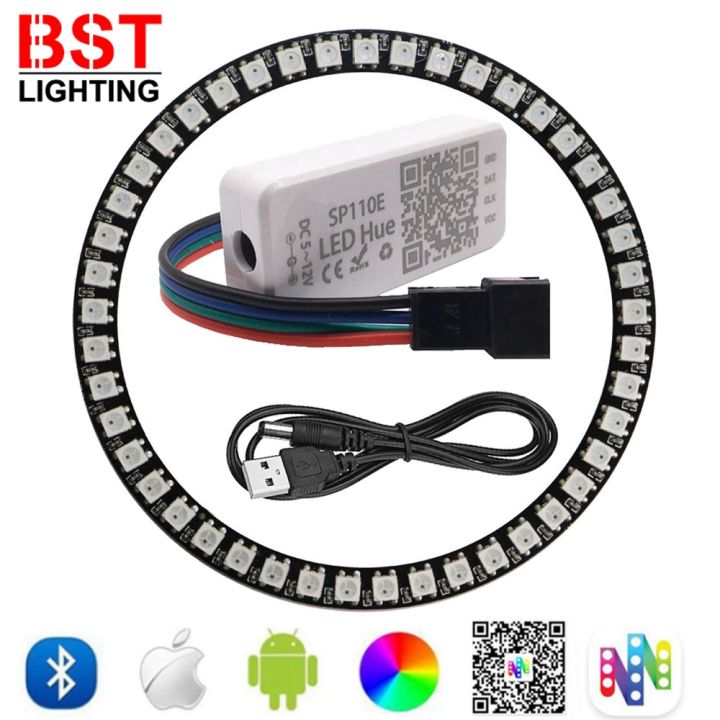 WS2812B 8/16/24/35/45LEDs Pixel Ring SP110E Controller USB Kit RGB Ring Individul AddressabIe ...
