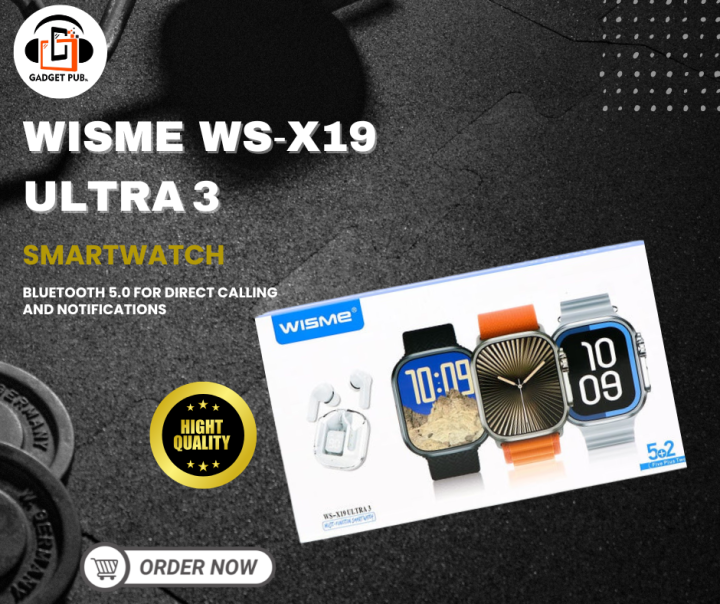 WISME WS-X19 Ultra 3 Smartwatch – 1.9” AMOLED Display, Bluetooth ...