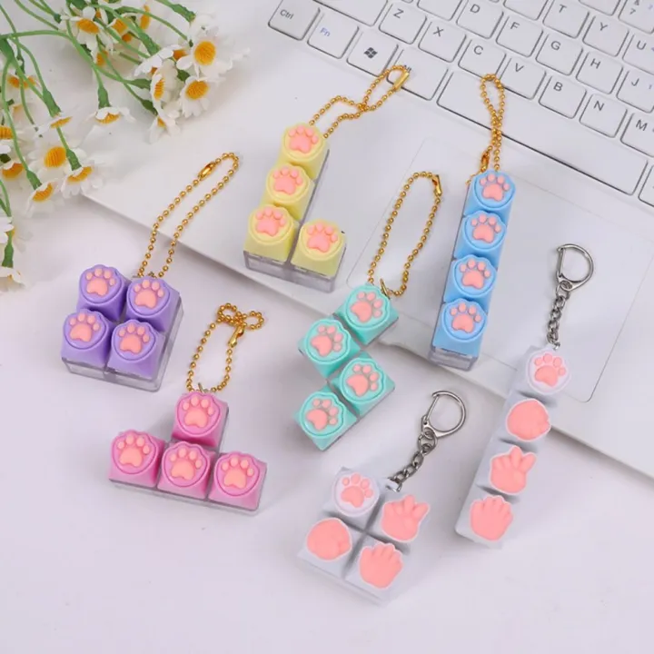 Relaxing DIY Keyboard Fidget Keychain Keys Button Keycap Finger ...