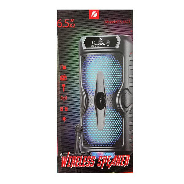 KTS 1623 Wireless Speaker With Wired Microphone 6.5 inch 2 speakers ...