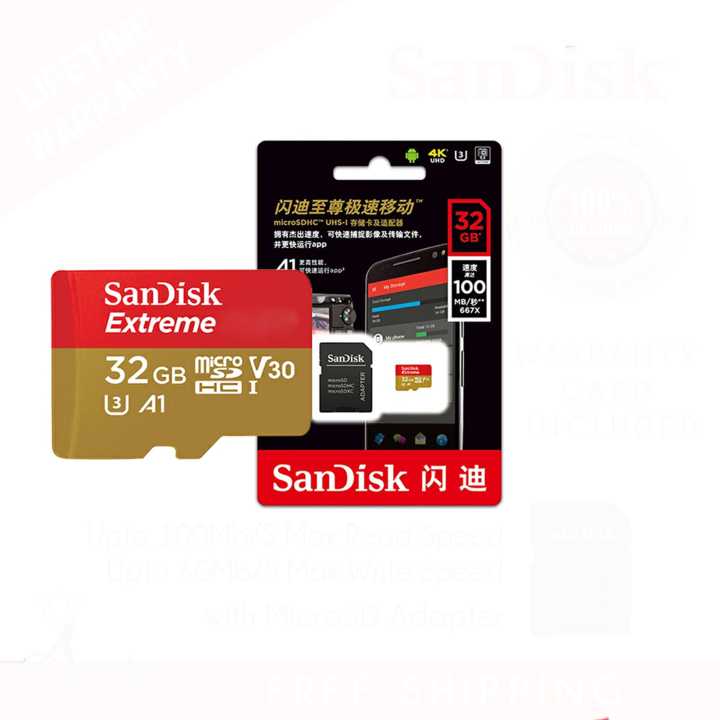 SanDisk Extreme MicroSDXC Memory Card With Adapter 4K Class 10 [32GB ...