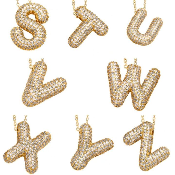 Personality Color 26 Letters Necklace Alphabet Stainless Steel A-Z ...