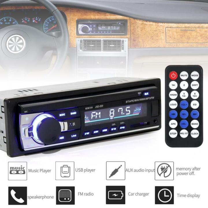 Car Stereo 12V Bluetooth FM Radio MP3 USB Player With 2.1 Amp Phone ...
