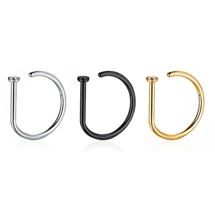 Curved Barbells Nose Piercing D Shaped Tragus Helix Stud Earring Hoop ...