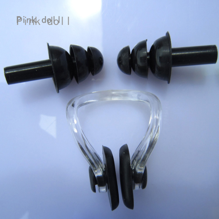 Pink Doll 1 Set Waterproof Soft Silicone Swimming Diving Nose Clip+Ear ...