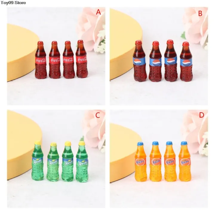 New 4pcs 1/6 1/12 Dollhouse Miniature Mini Coke Fanta Sprite Water ...
