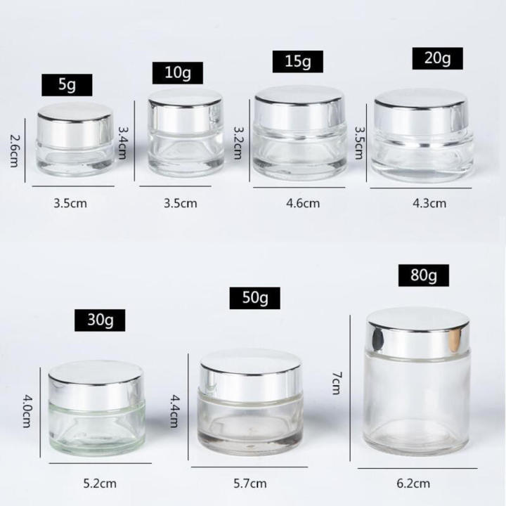 glass jar Portable Empty 5g-50g Cosmetic makeup container lid glass ...