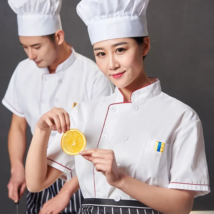 Chef Overalls Short Sleeve Summer Rear Kitchen and Canteen Restaurant ...