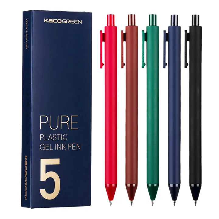 Kaco Pure Retractable Gel Pens 0.5mm Fine Point Dark Red/green/blue ...