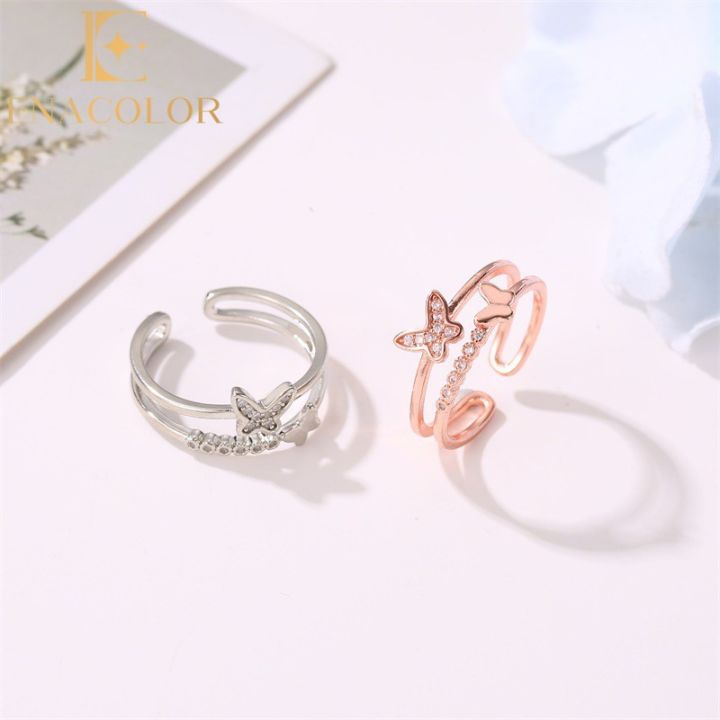 New Delicate Crystal Butterfly Open Rings Adjuct Girl Ins | Daraz.lk